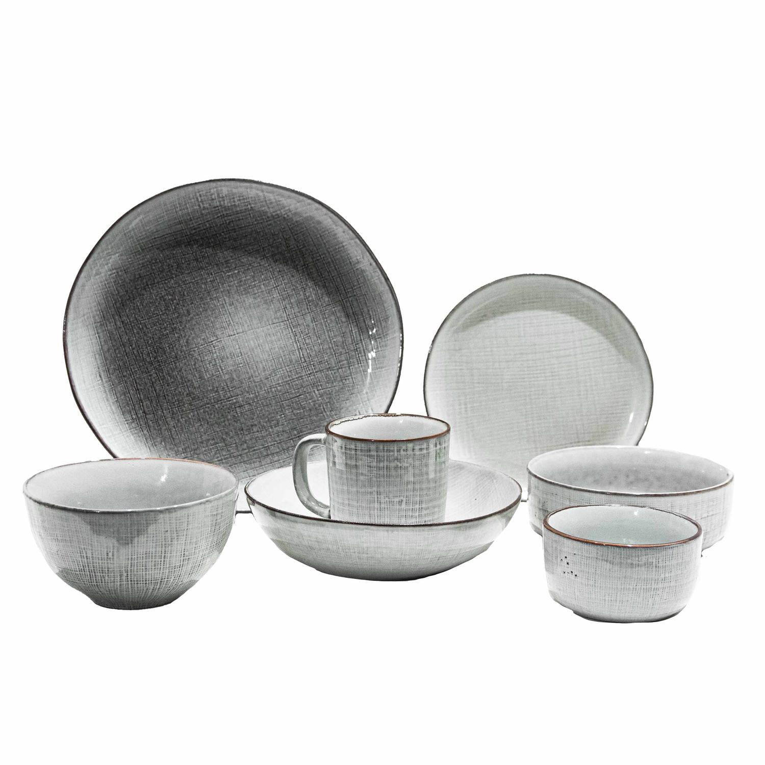 Juego de loza Cerámica 28 piezas Vajilla Viena gris | Lider