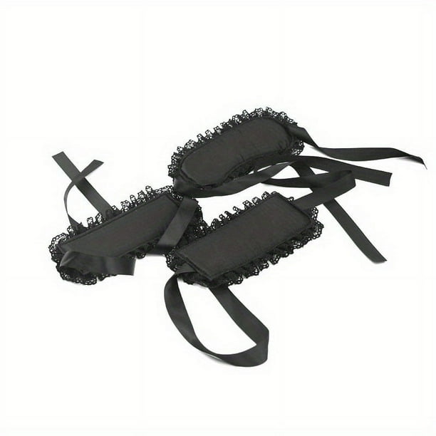 3pcs Set BDSM Lace Handcuffs and Ankle Cuffs with Blindfold and Eye ...