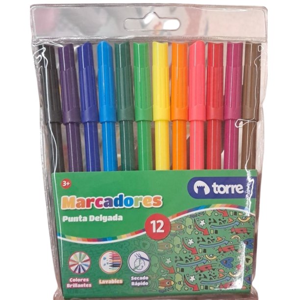 Marcadores para dibujar Punta delgada 12 Colores, 1 Un | Lider