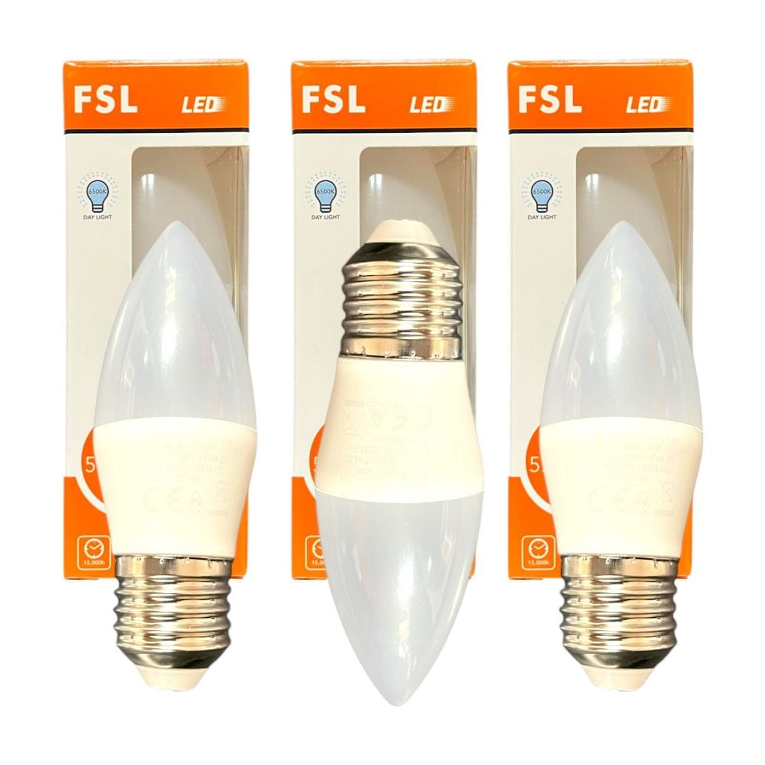 Pack X3 Ampolleta LED Tipo Vela Empavonada 5W/E27 – Luz Fria FSL | Lider