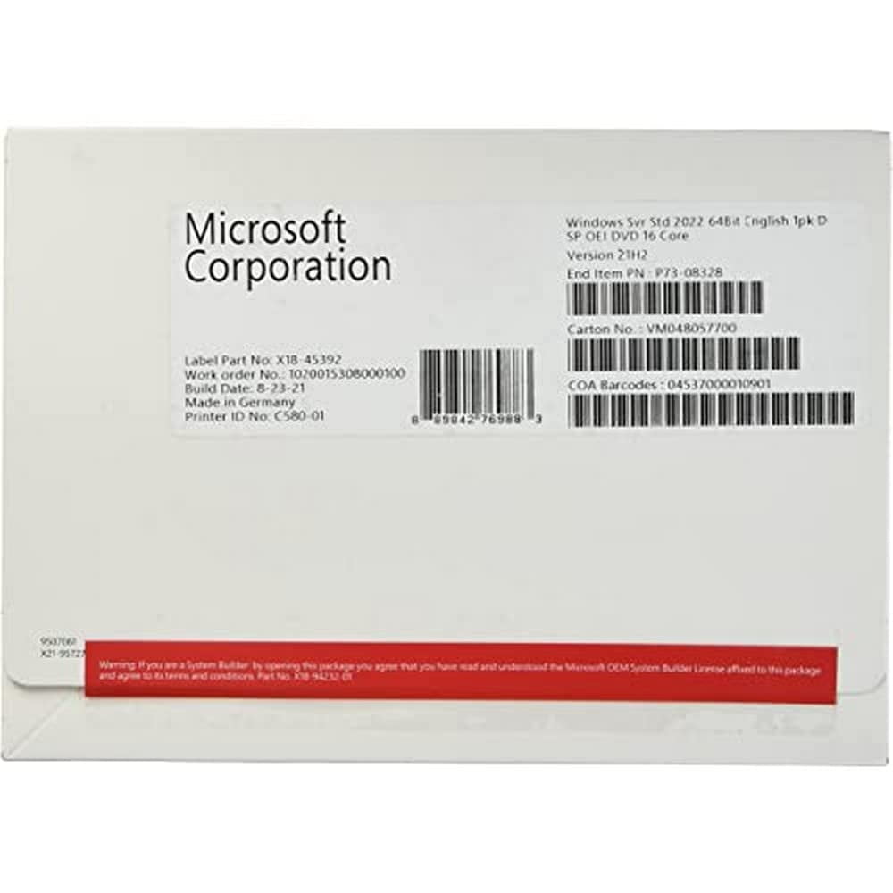 Servidor Microsoft Windows Server 2022 Standard 16 Core | Lider