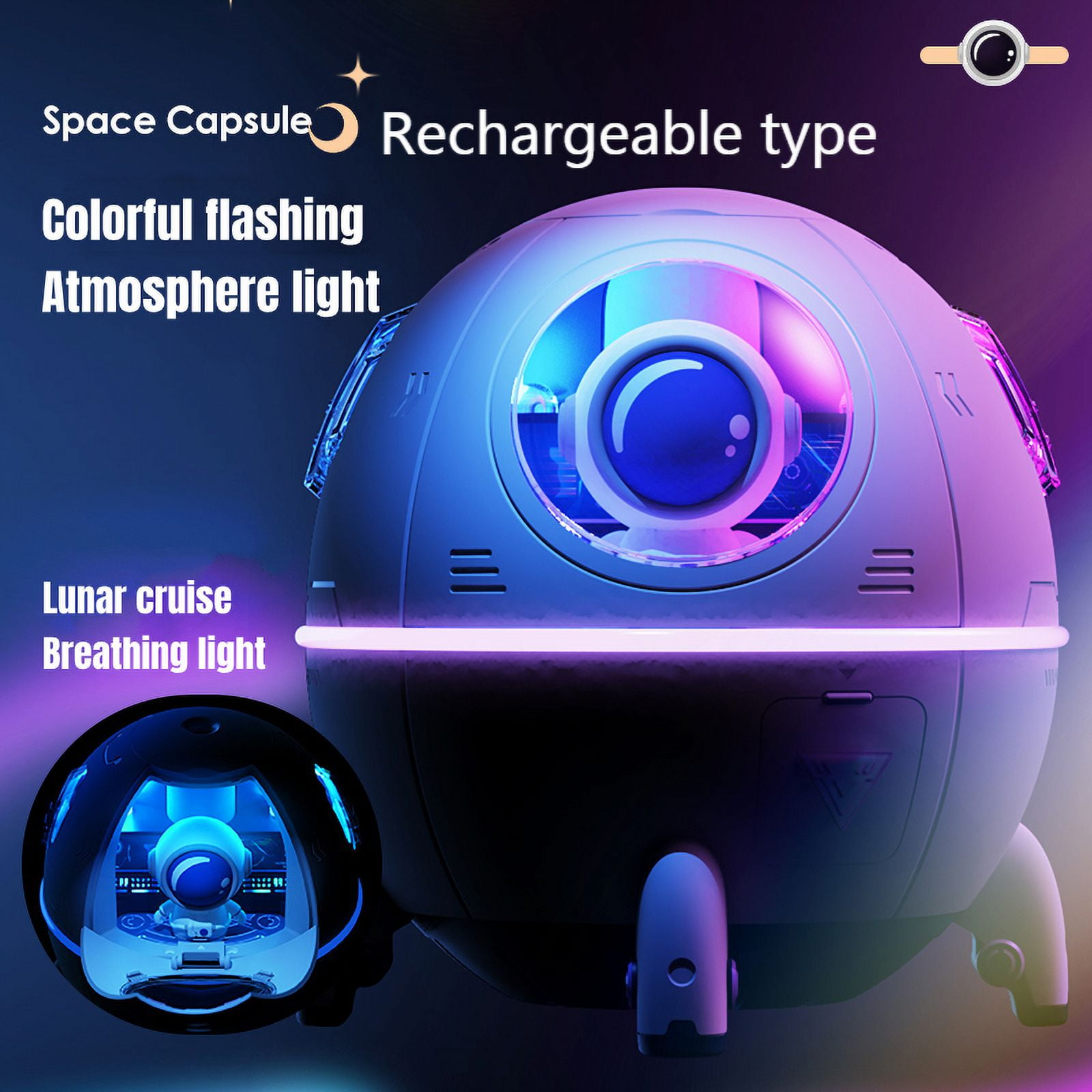 1pc 220ML Rechargeable Space Capsule Air Humidifier, USB Ultrasonic ...