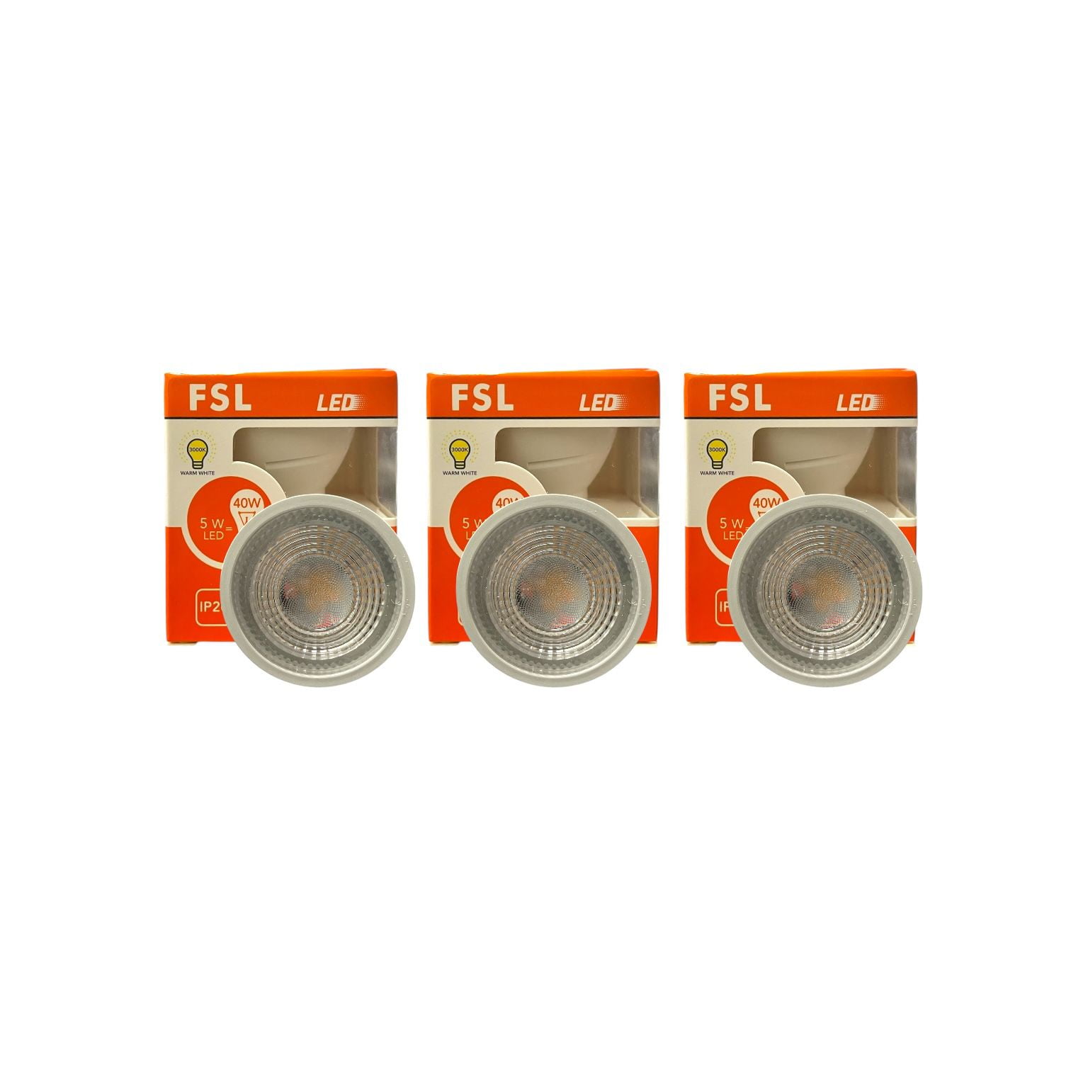 PACK X3 Ampolletas Led Gu10 5w- (Luz Cálida) FSL | Lider