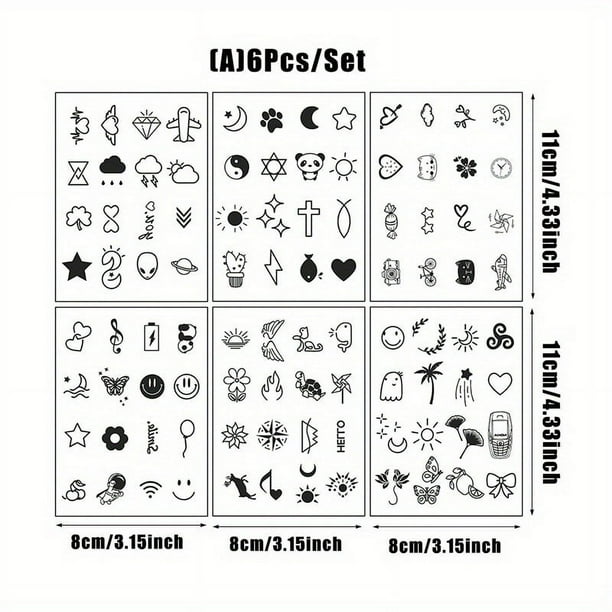 6 Pcs/ Set Magic Tattoo Sticker Waterproof Long Lasting 15 Days Fake ...