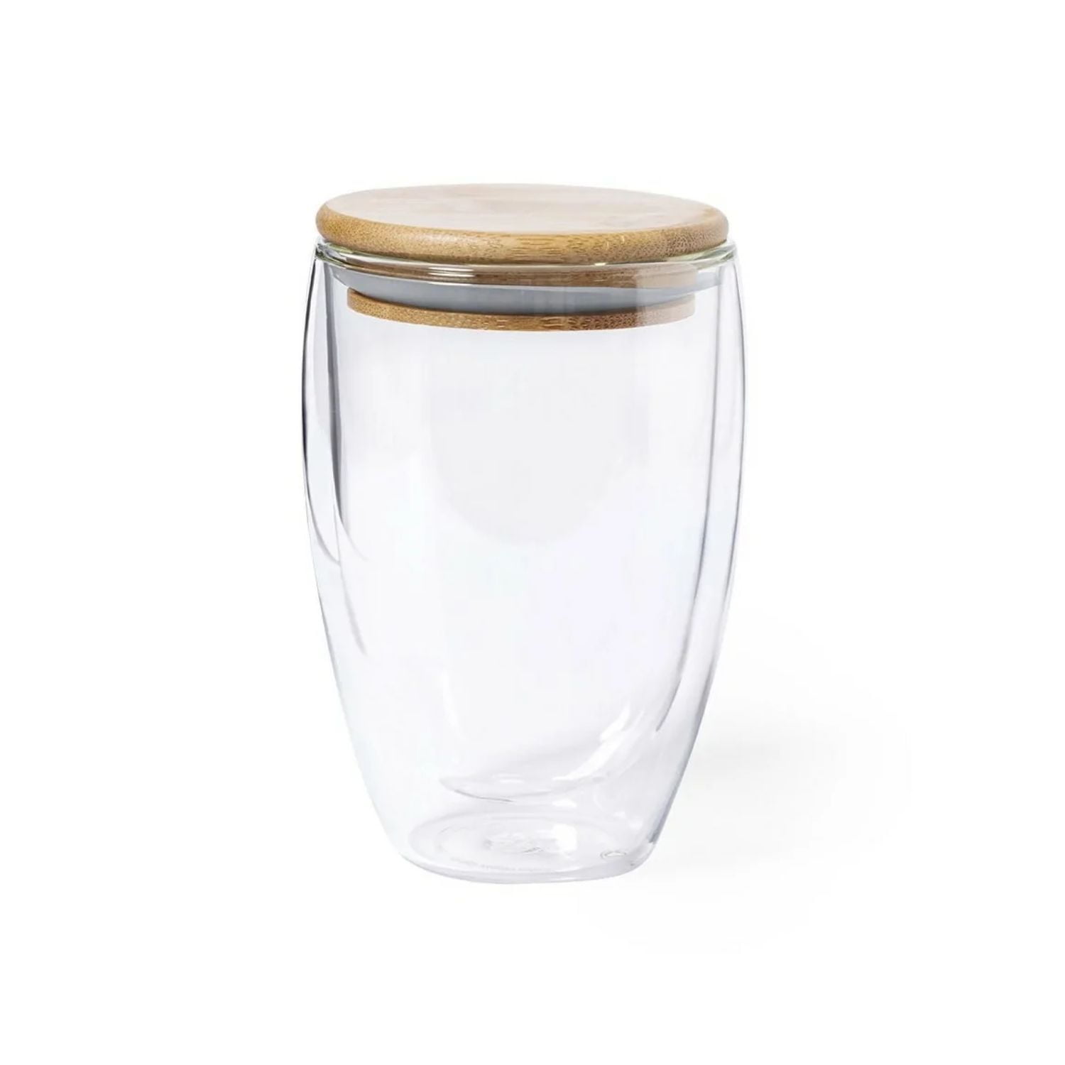 Vaso Mug Térmico Doble Pared Tapa Bambú Vidrio Tobby 350 Ml | Lider