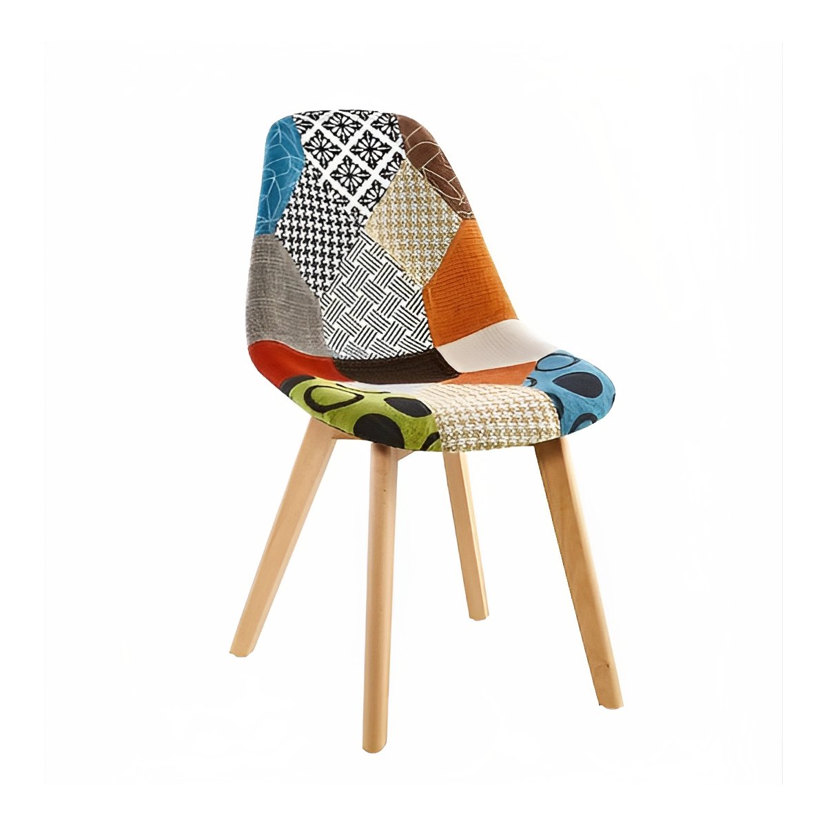Silla Patchwork Acolchado Tela Wood - Naranja | Lider
