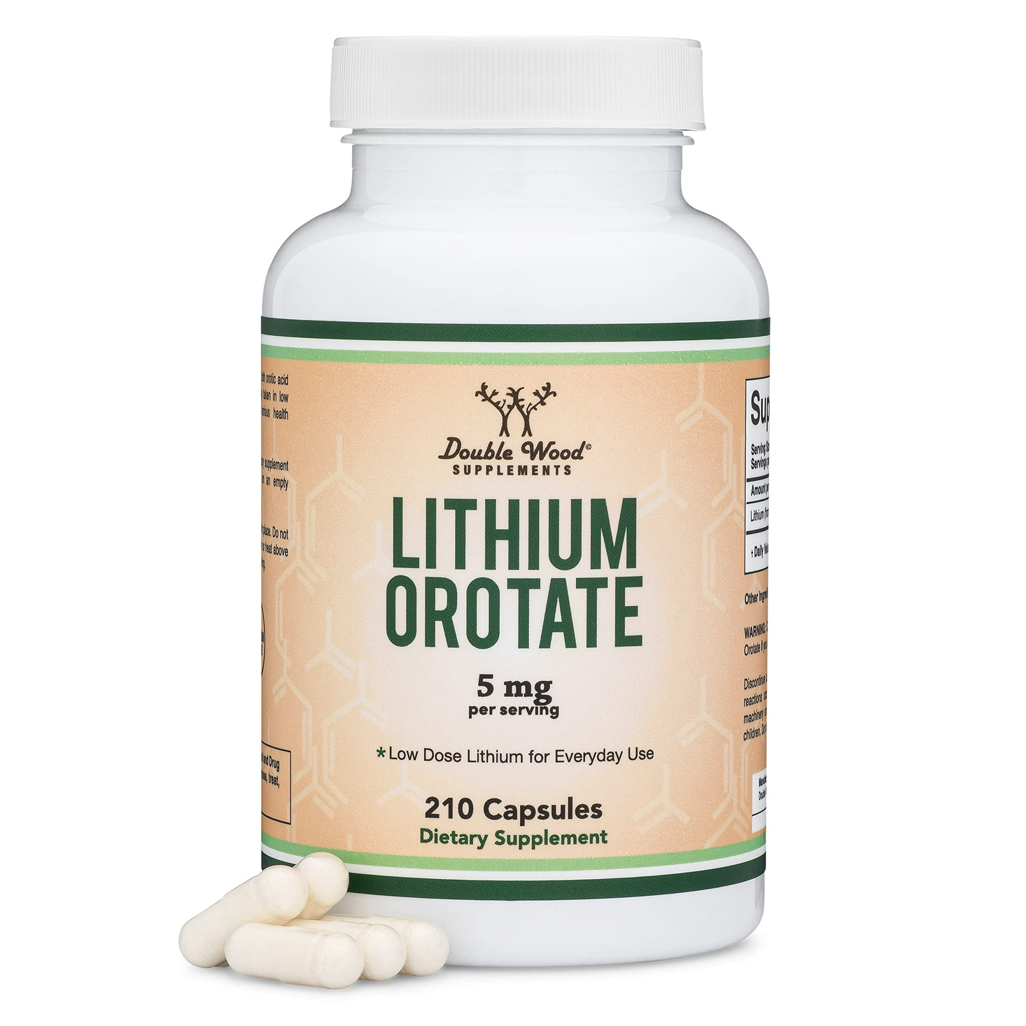 Suplemento Double Wood Supplements Orotato de Litio 5 mg 210 Cápsulas ...