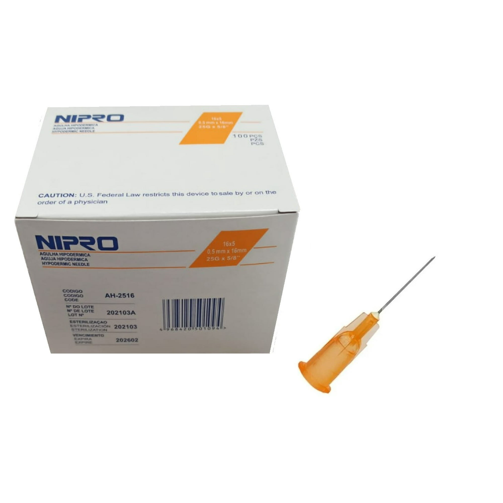 Aguja Hipodermica 25g X 5/8 Caja 100 Unidades | Lider