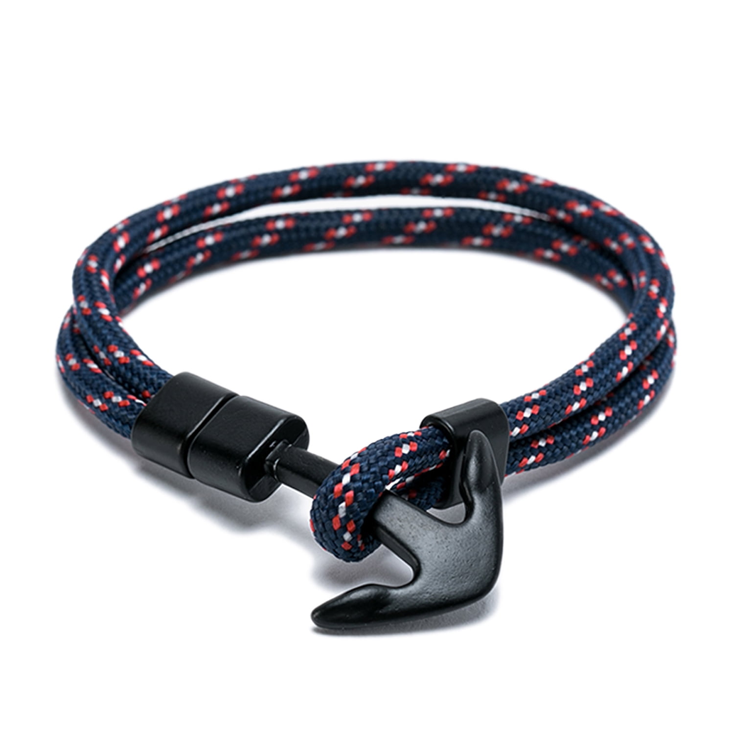Pulsera hombre cuerda nautica y ancla acero azul | Lider
