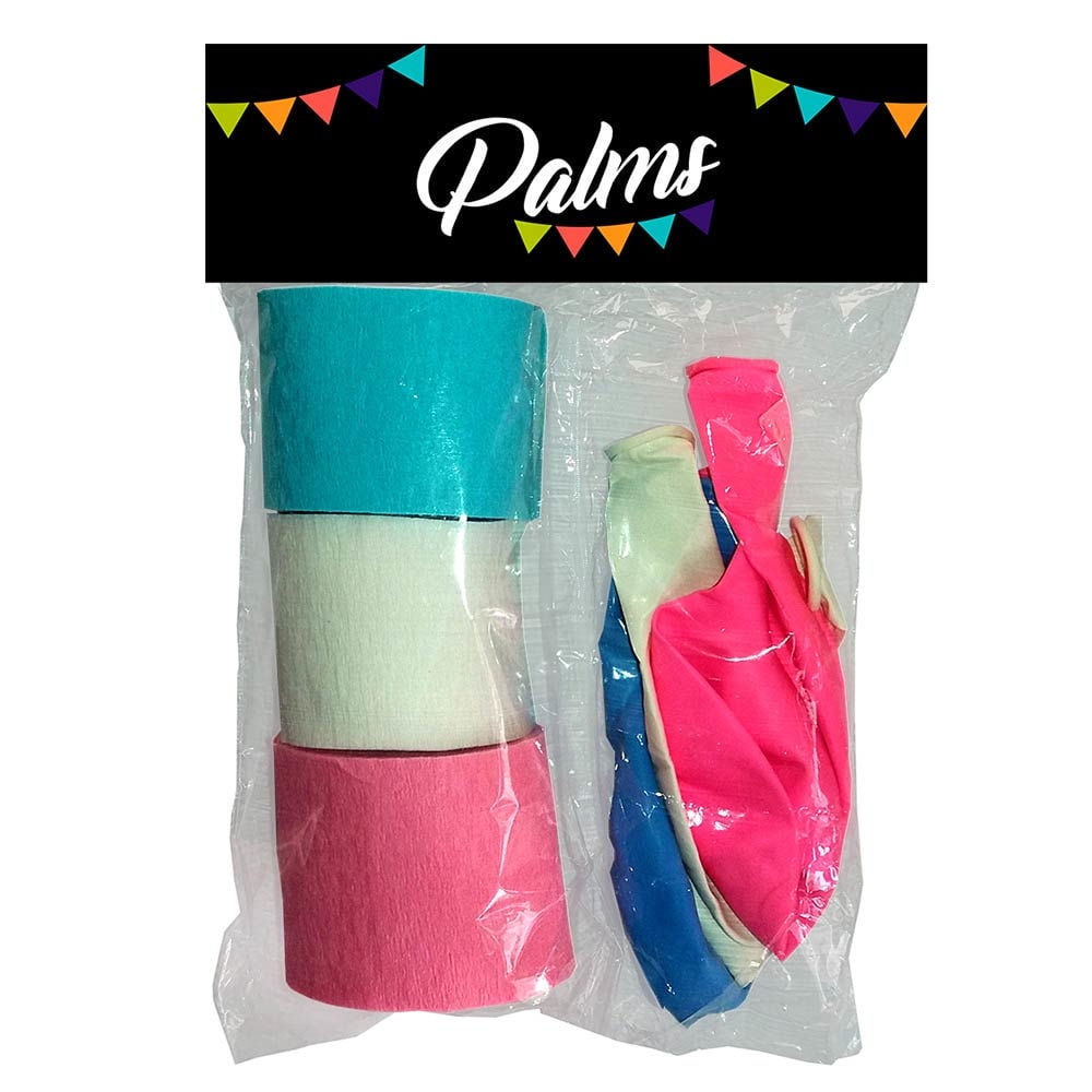 Pack 3 Festones + 6 Globos Rosa Blanco Azul, 1 Un | Lider