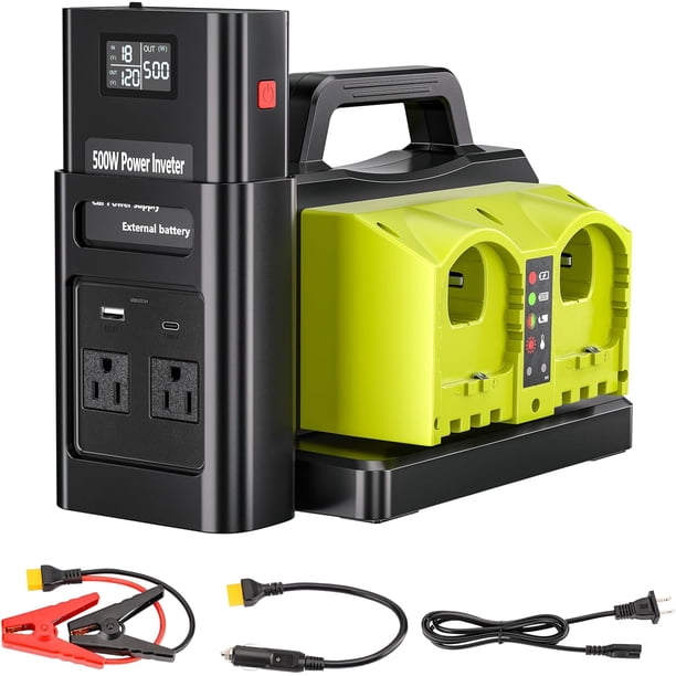 Inversor de Potencia de Onda Sinusoidal Pura de 500W para Batería Ryobi ...