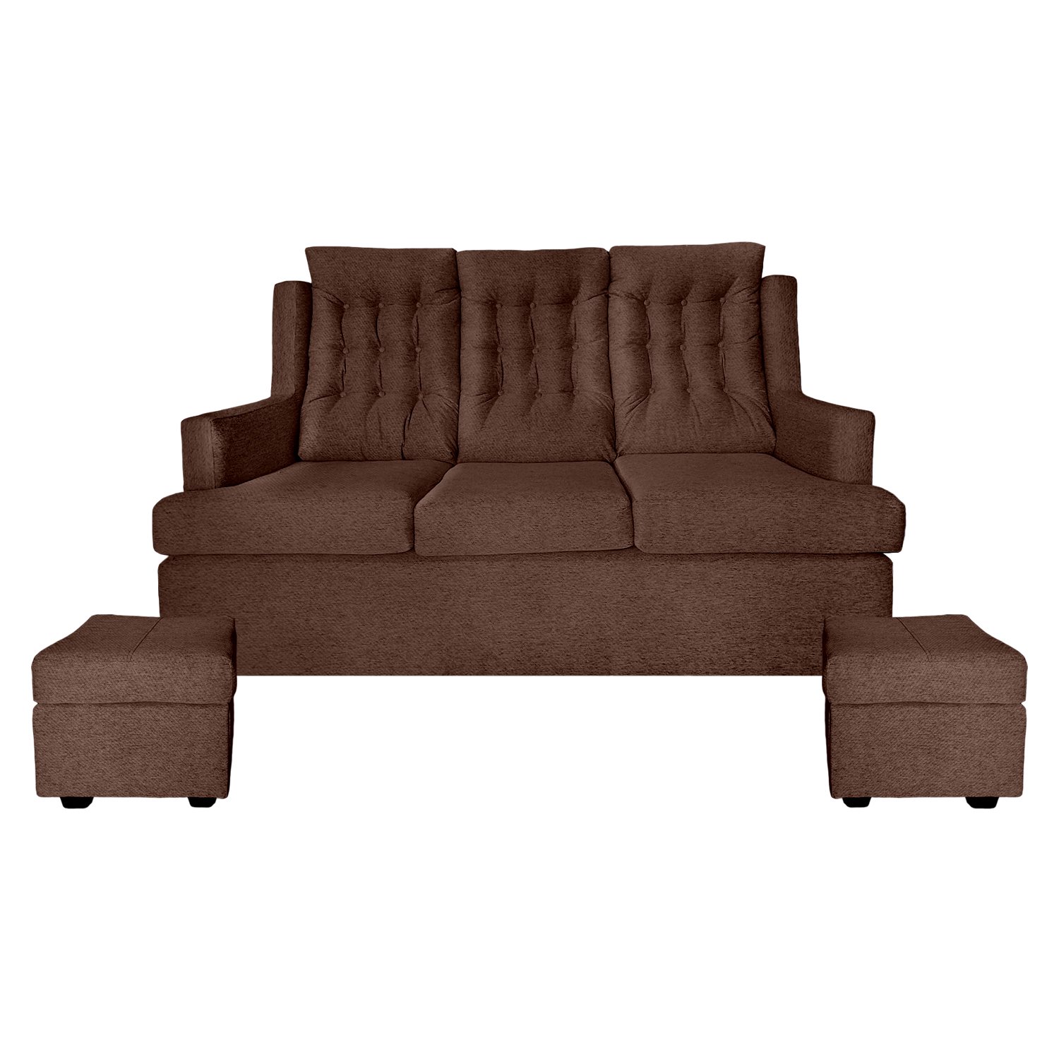 Sofa Topacio 3 Cuerpos 2 Pouf Chocolate | Lider