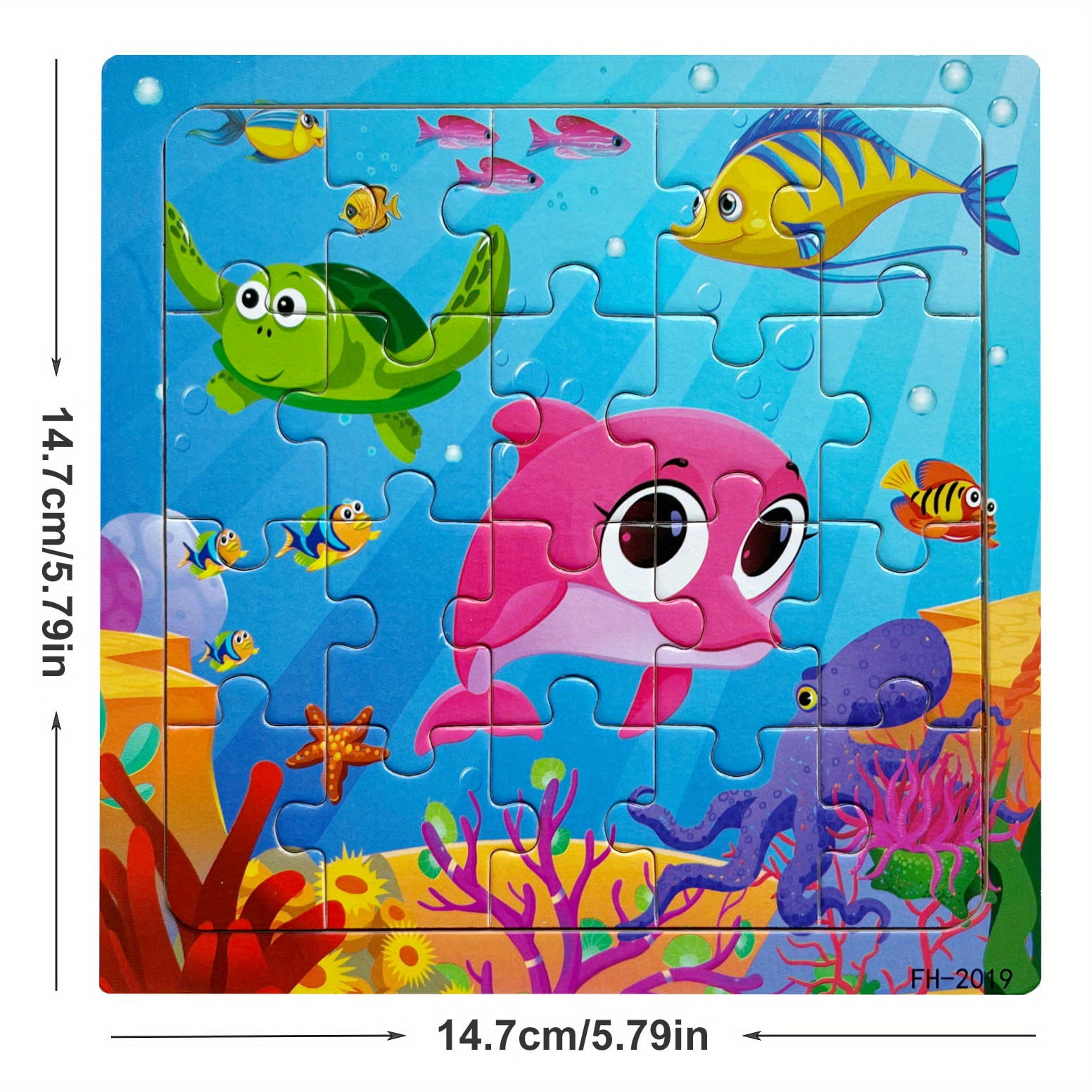 5.79in/14.7cm 20pcs/pack Wooden Puzzle Cartoon Animals Car Letter ...