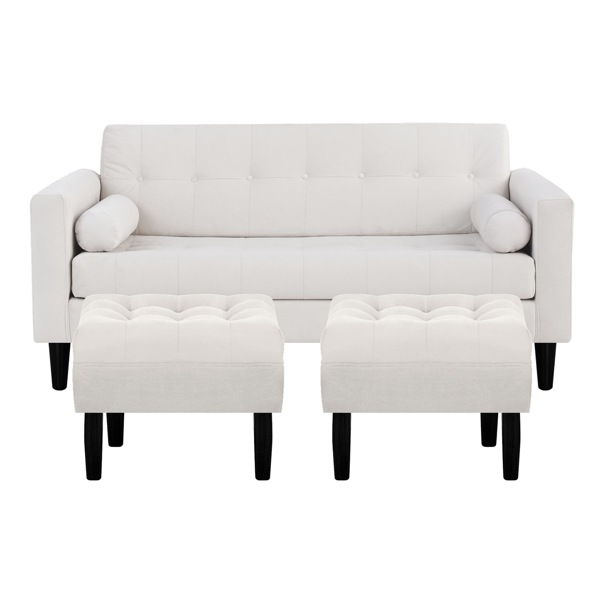 Sofa Retro 3c + 2 Pouf Felpa 00 Crudo | Lider