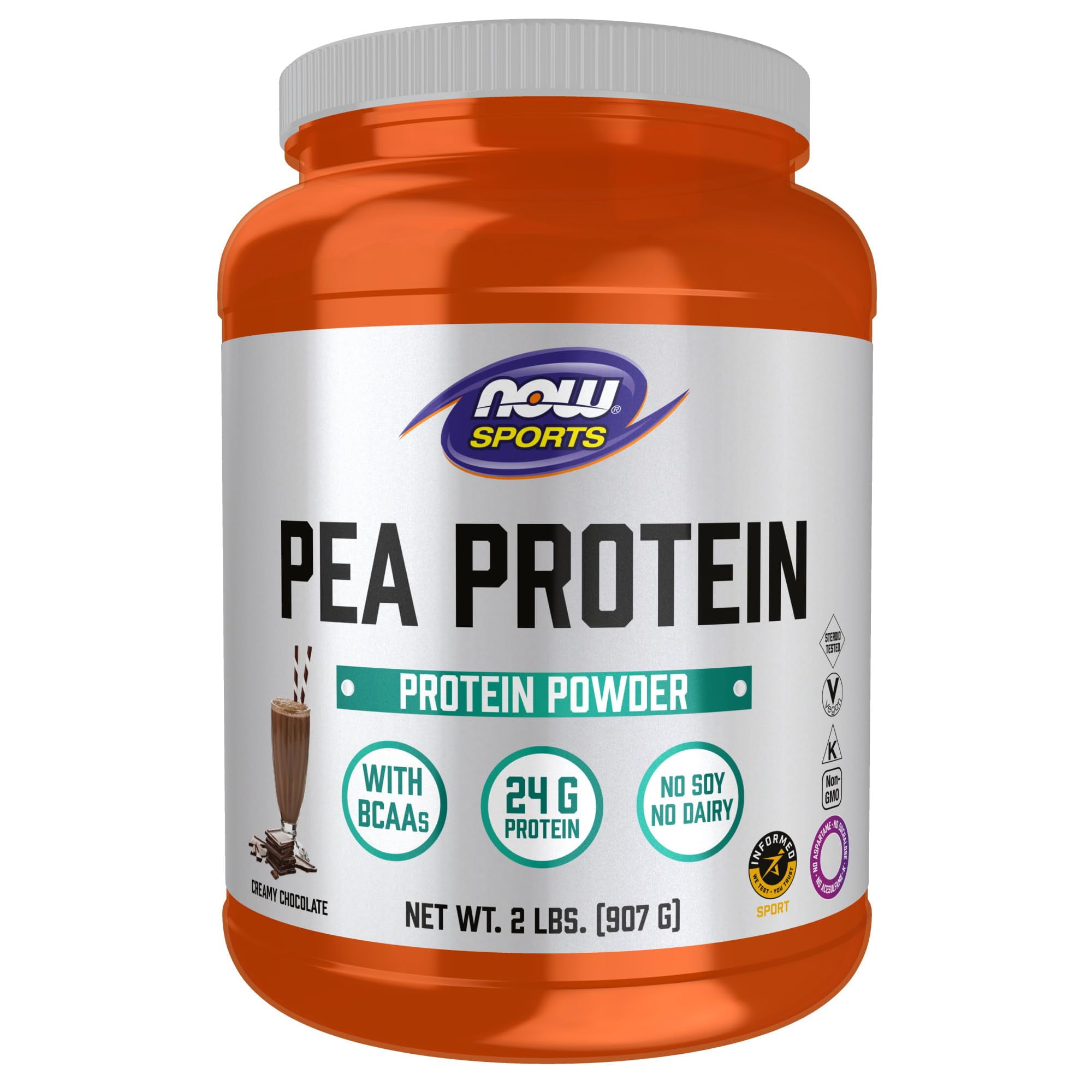 Protein Powder NOW Sports Nutrition Guisante, 24 g, chocolate cremoso ...