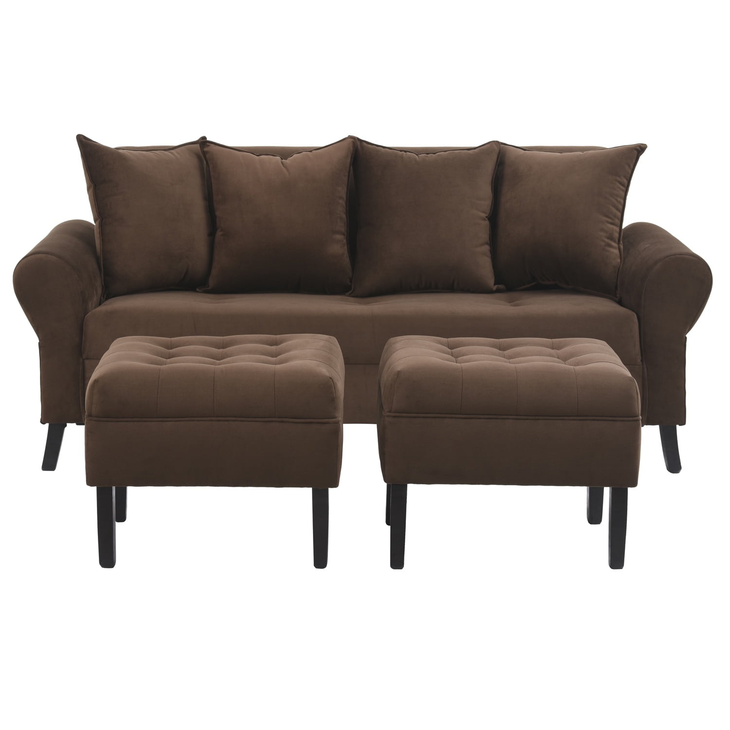 Sofa Lua 3c + 2 Pouf Felpa 20 Chocolate | Lider