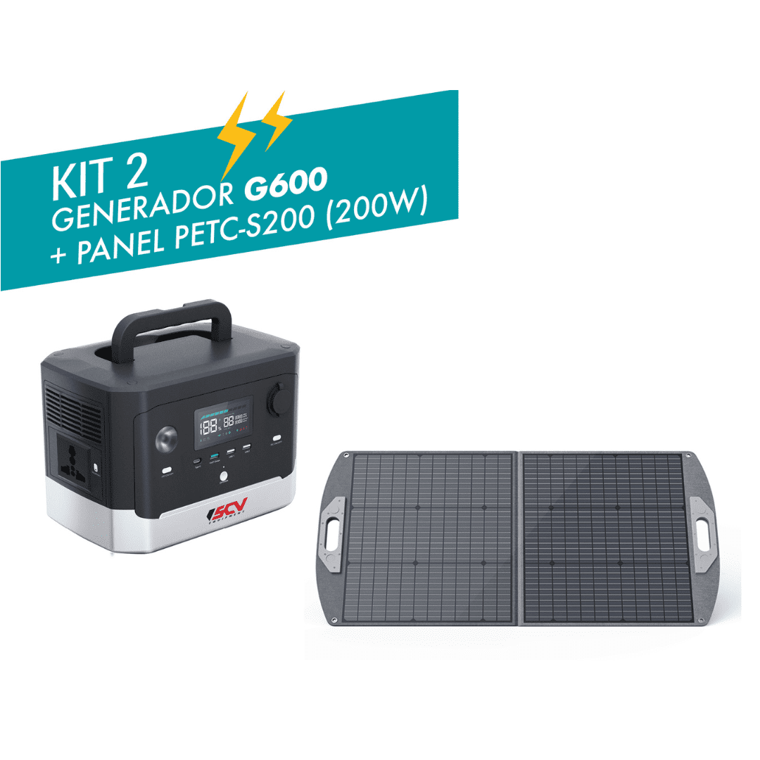 Kit de batería de respaldo de 600w modelo g600 + panel solar de 200 w ...