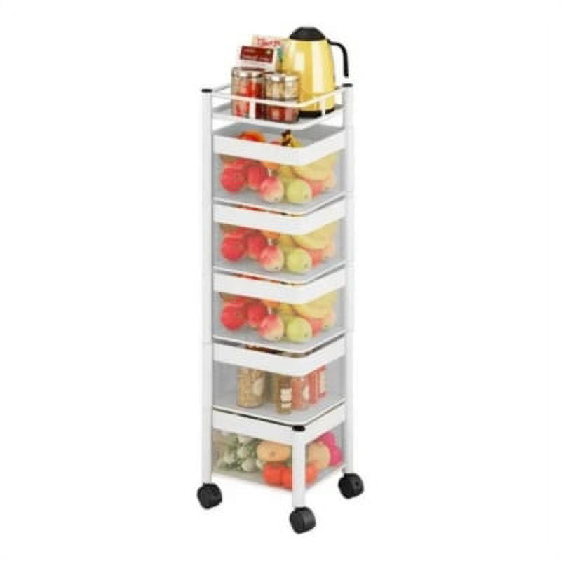 organizador estante verdulero frutero con ruedas 5 pisos COLOR BLANCO ...