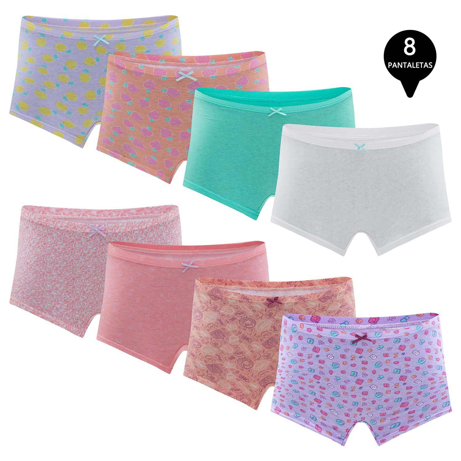 Pack de 8 Calzon Boxer Pantaleta Algodón Niña | Lider