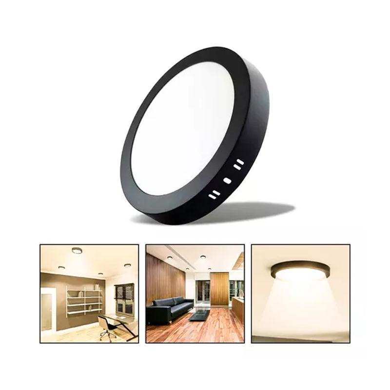 Foco Plafon Led Sobrepuesto Redondo 12w Luz Calida Borde Negro | Lider