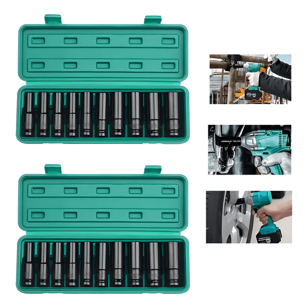 Pack2 Juego Set Dados De Impacto 1/2, 10 Piezas De 8 A 24 Mm | Lider