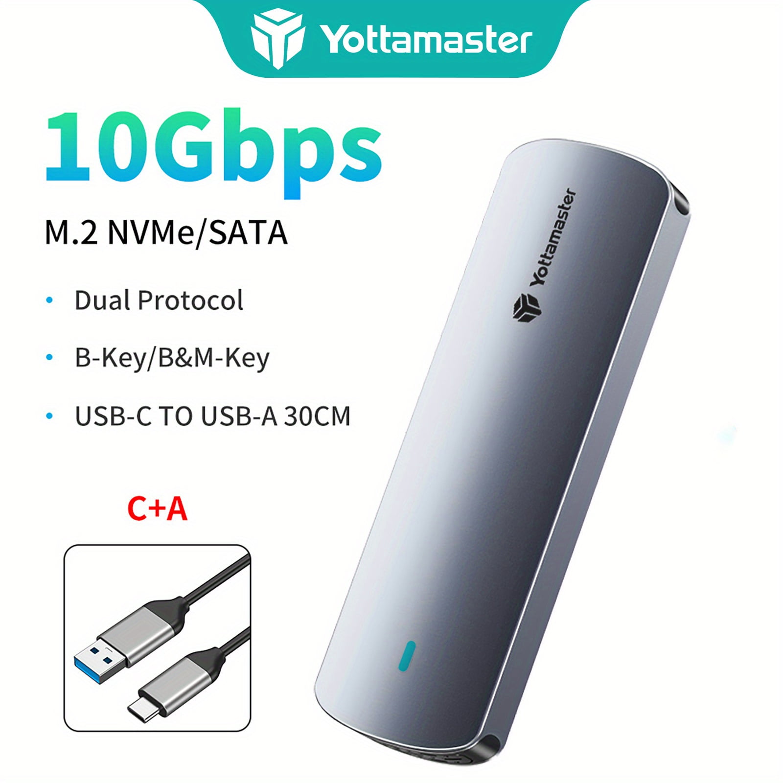 Yottamaster M.2 NVMe/SATA Dual Protocol Hard Disk Enclosure Type-C USB3 ...
