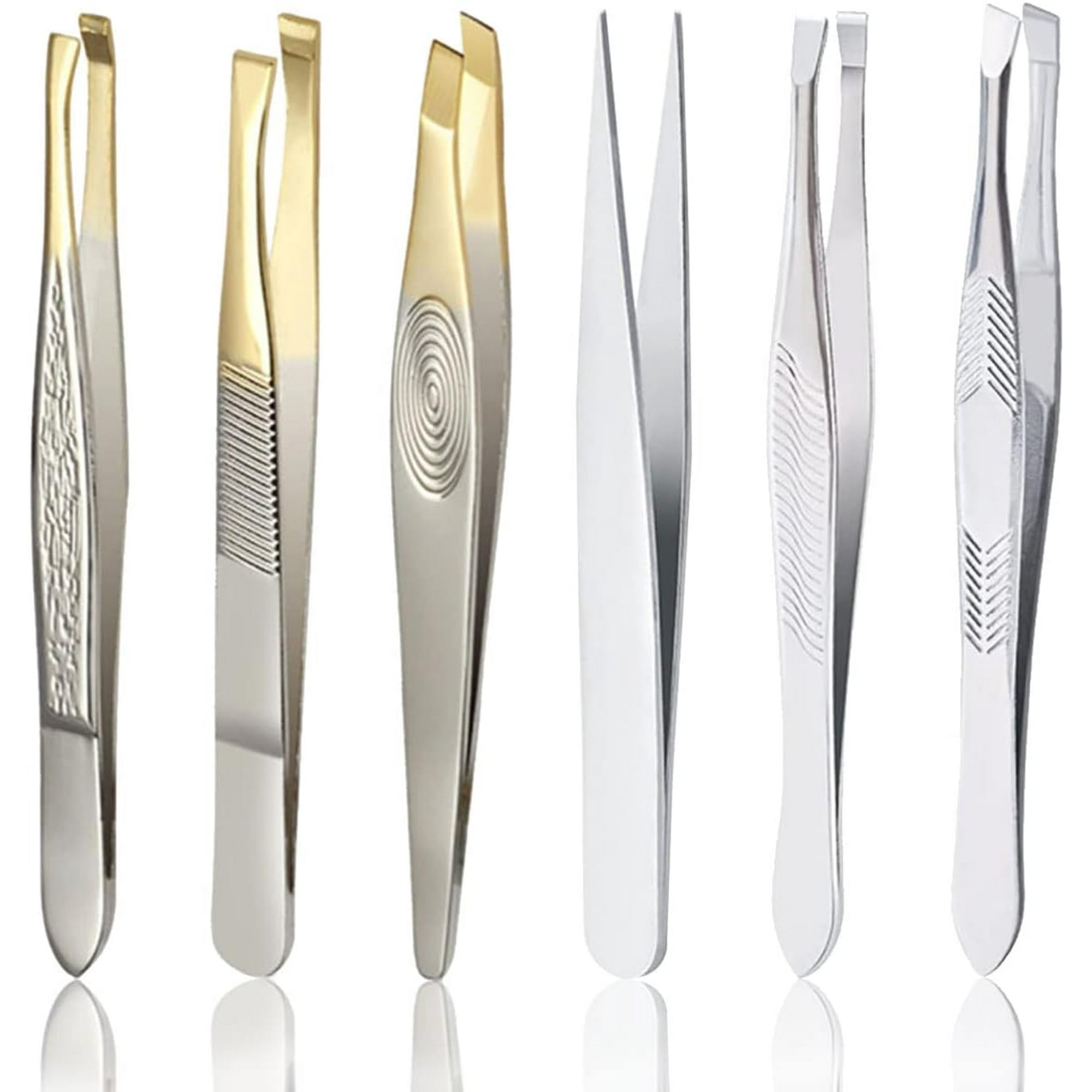 Pinzas profesionales de acero inoxidable para cejas (6 unidades) de ...