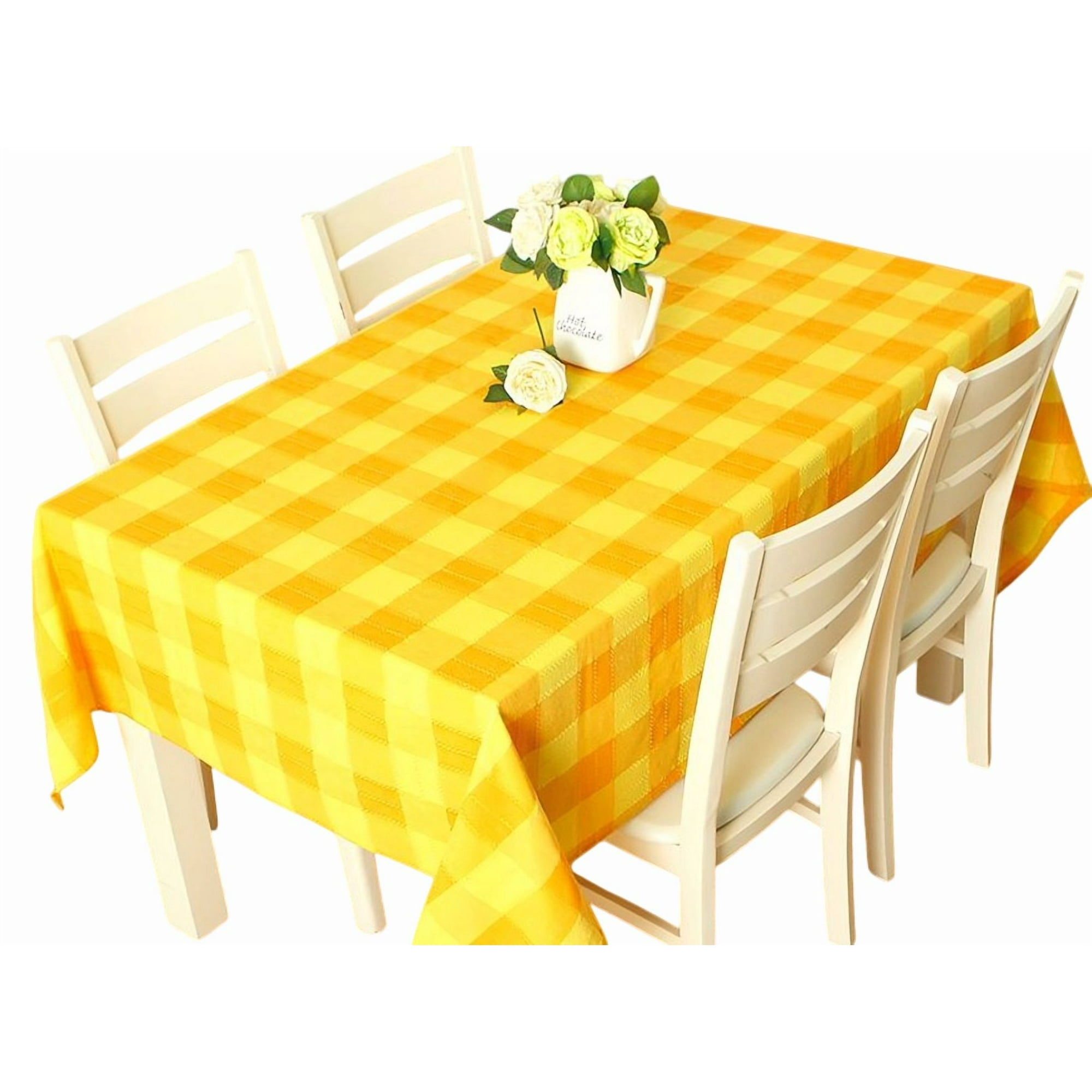 Mantel Polycotton Rectangular / Cuadrillé Amarillo – Doral | Lider