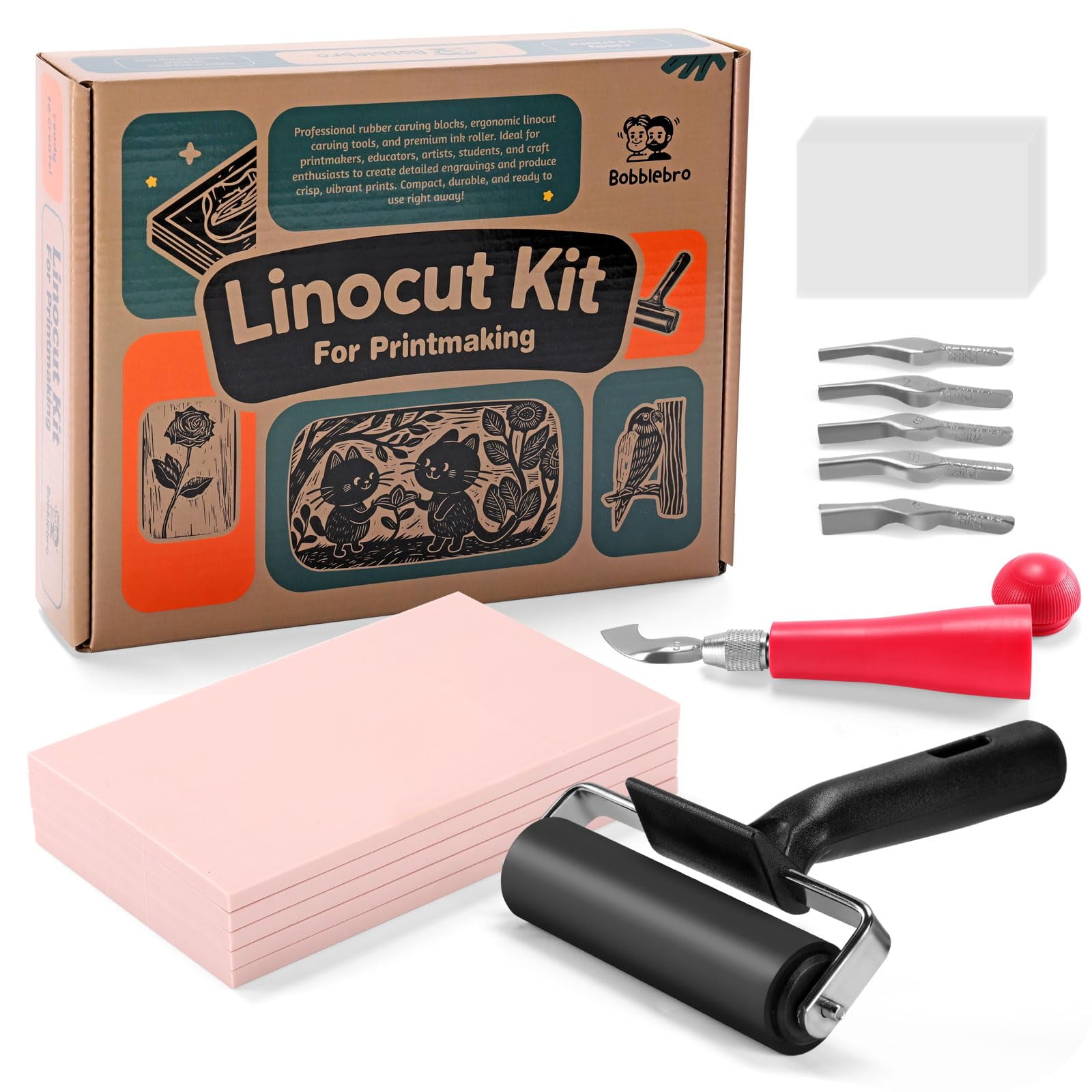 Linocut Starter Kit Con 5 Bloques Y Herramientas De Goma Blanda | Lider