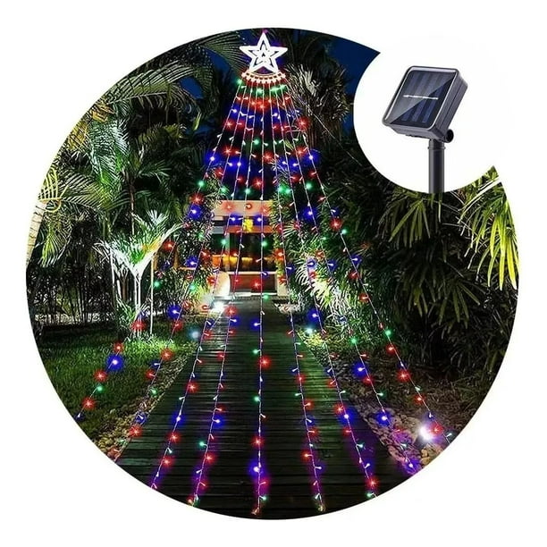 Luces Led Estrella Cortina Solar Exterior Navidad Guirnalda Multicolor ...