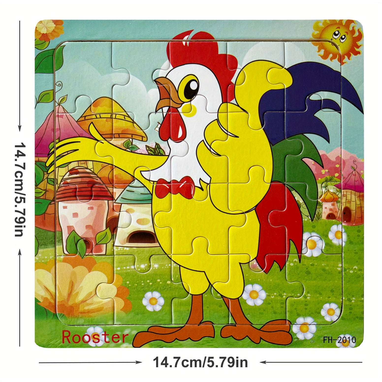 5.79in/14.7cm 20pcs/pack Wooden Puzzle Cartoon Animals Car Letter ...