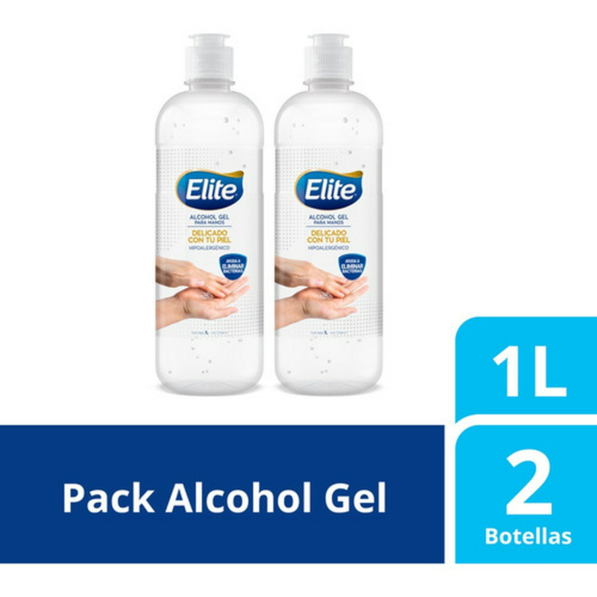 2 Botellas Alcohol Gel Elite Hipoalergénico 1 Lt 1 Un | Lider