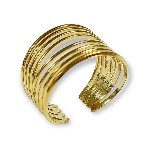 Anillo Ajustable Minimalista Elegante Enchapado En Oro 18k | Lider