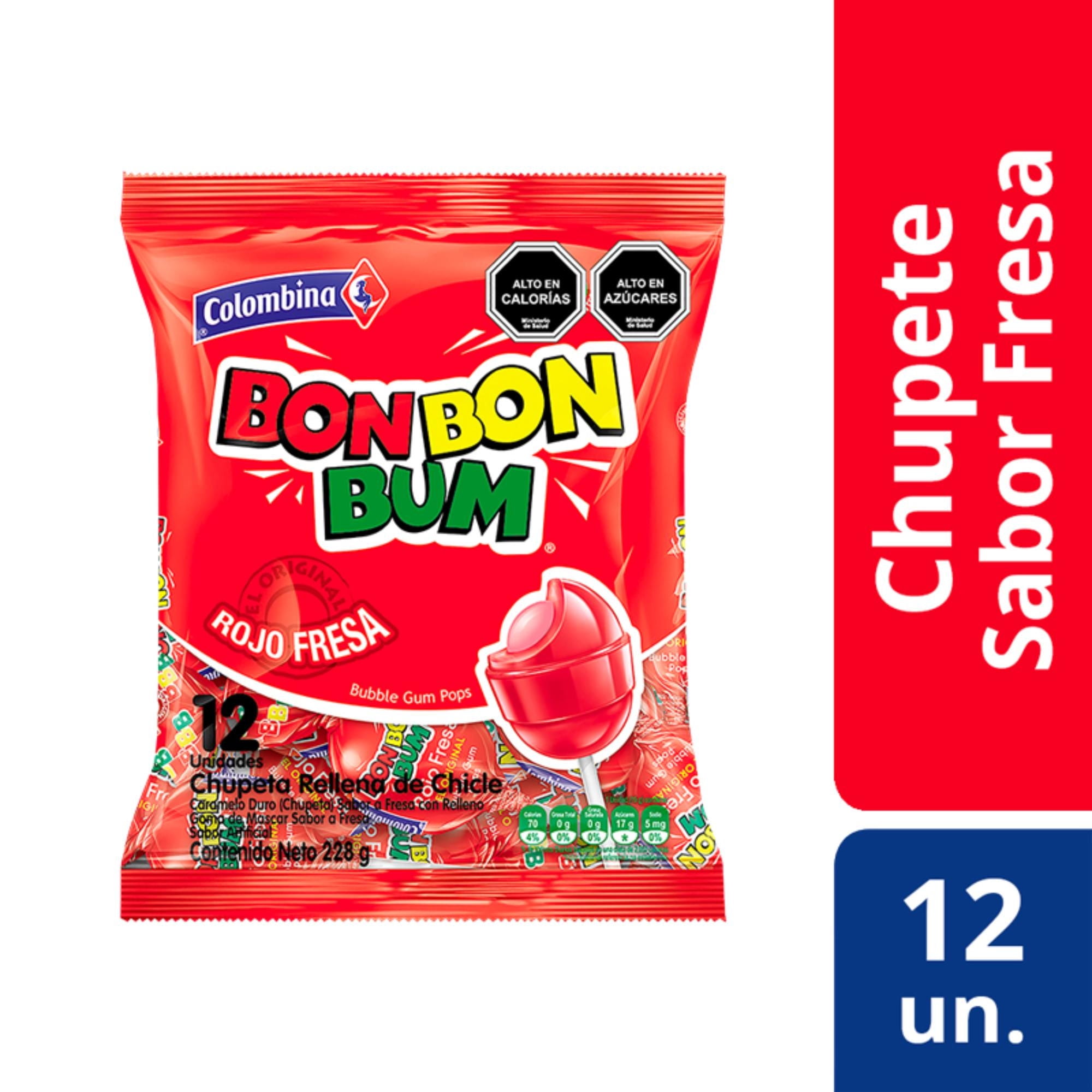 Chupete Bom Bom Bum Fresa, 228 g | Lider