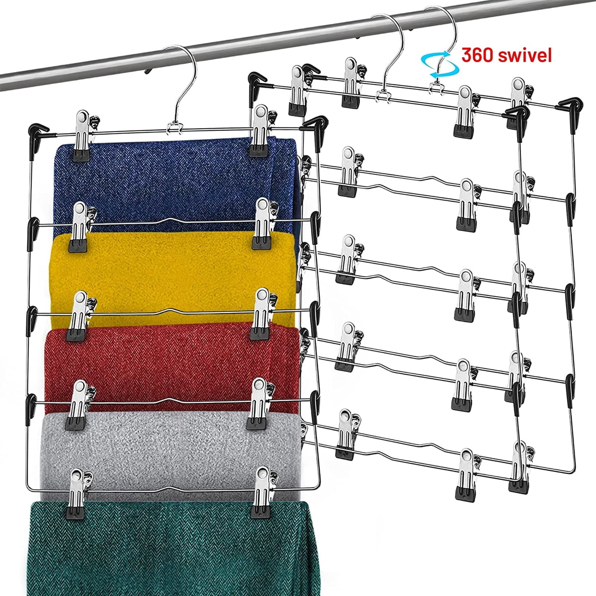 Perchas para faldas de 5 niveles con pinzas Perchas para pantalones que ...