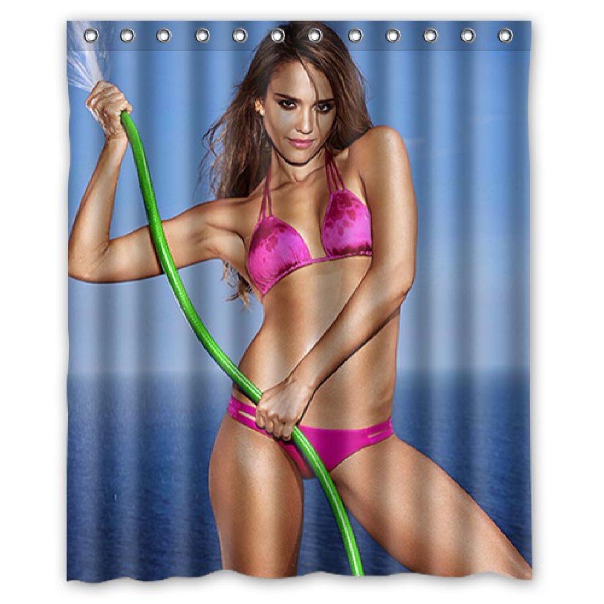 Cortina de ducha de la modelo sexy Jessica Alba, juego de cortina de baño con ganchos, tamaño 60 ...