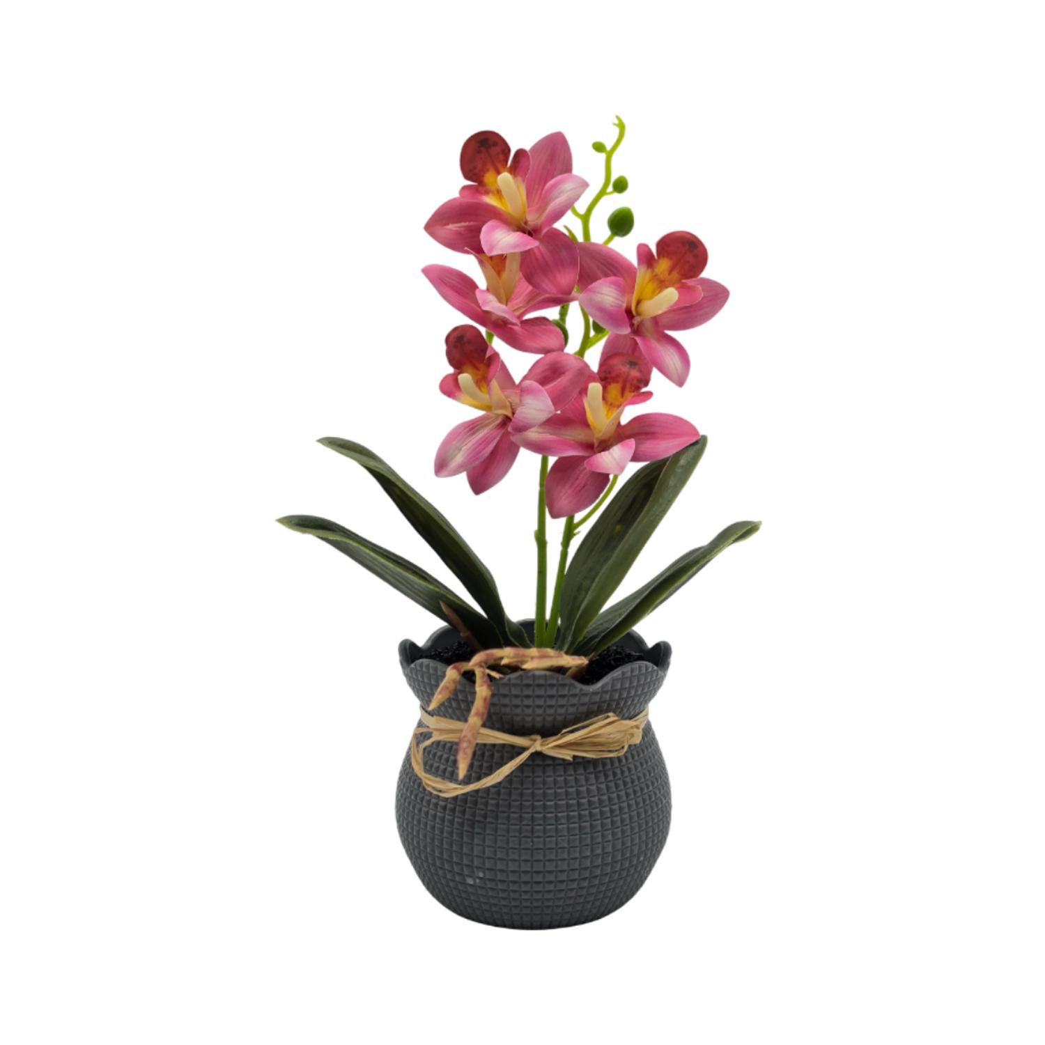Planta Artificial Orquidea Decorativa Rosada Maceta Resina multicolor ...