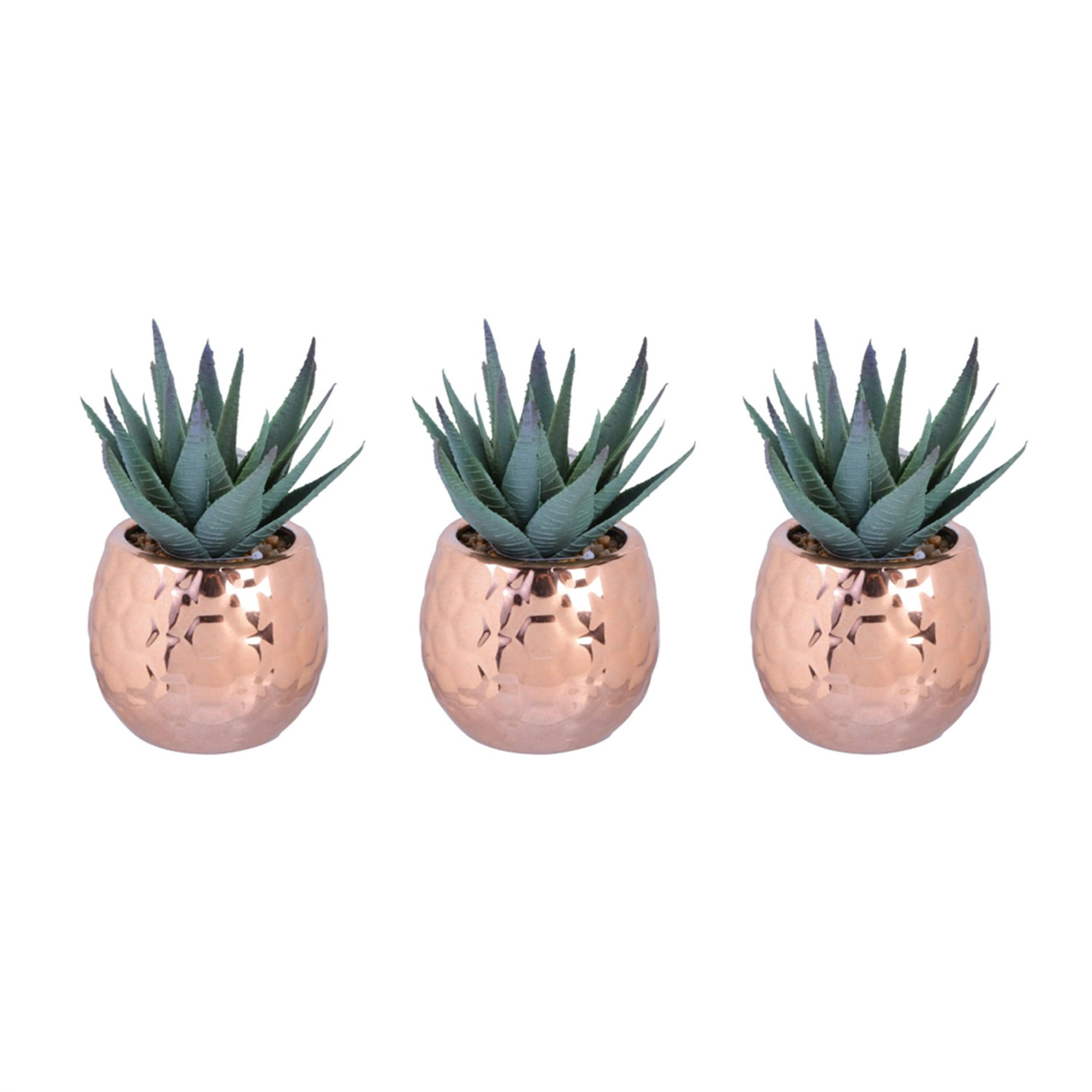 Set de Suculentas Decorativas Porcelana Cobre 3 Piezas | Lider