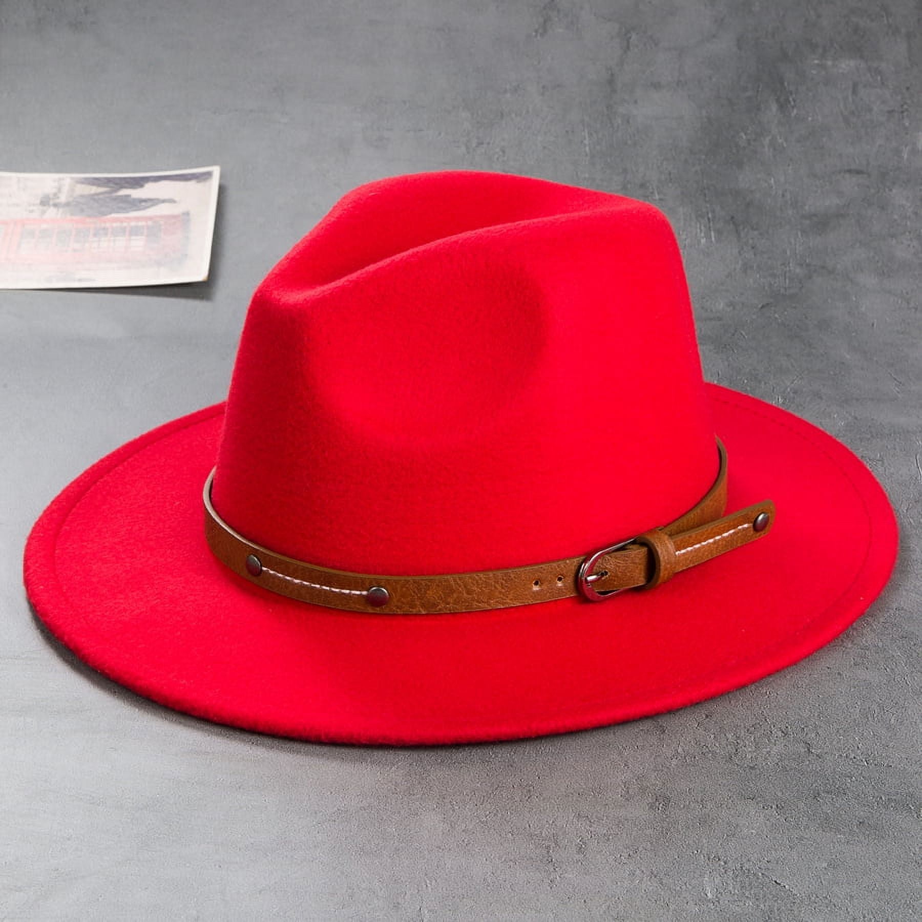 Men's Retro Felt Woolen Top Hat, Leather Buckle Accessory, Jazz Hats ...