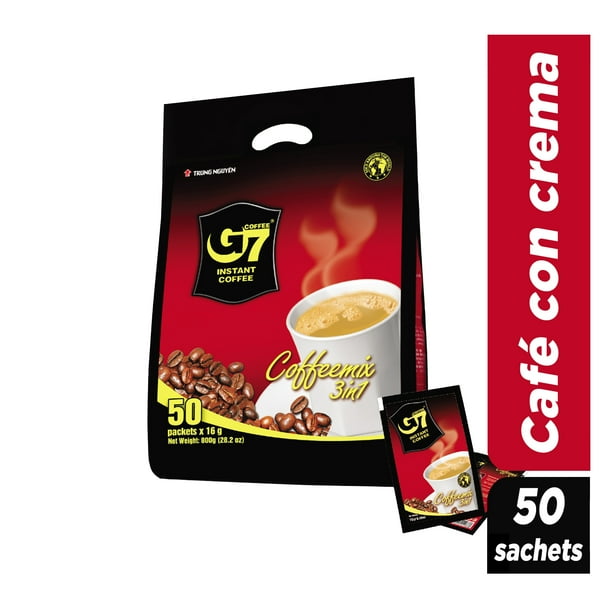 Café instantáneo 3en1 Con azúcar y Crema Sin Lactosa 50 sobres G7 Coffee - Trung Nguyen | Lider