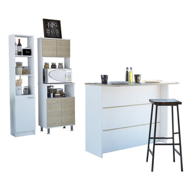 Mueble De Cocina Kitchen 54 - Blanco / Rovere | Lider