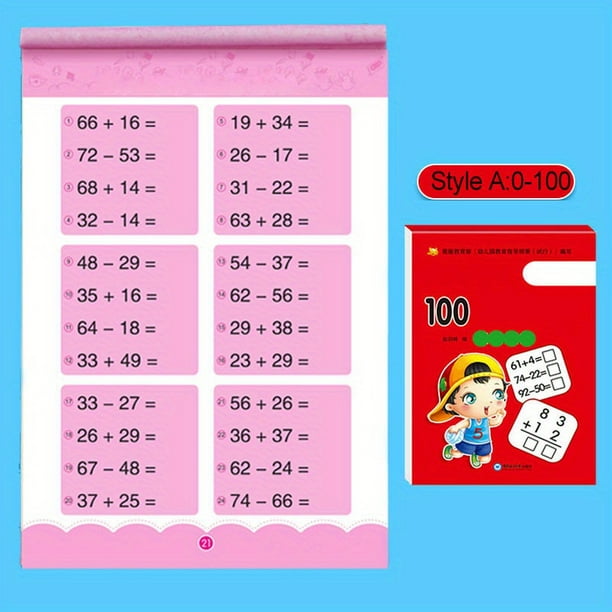 80-Page Math Exercise Books for Kids: Addition, Subtraction & Handwritten Arithmetic with ...