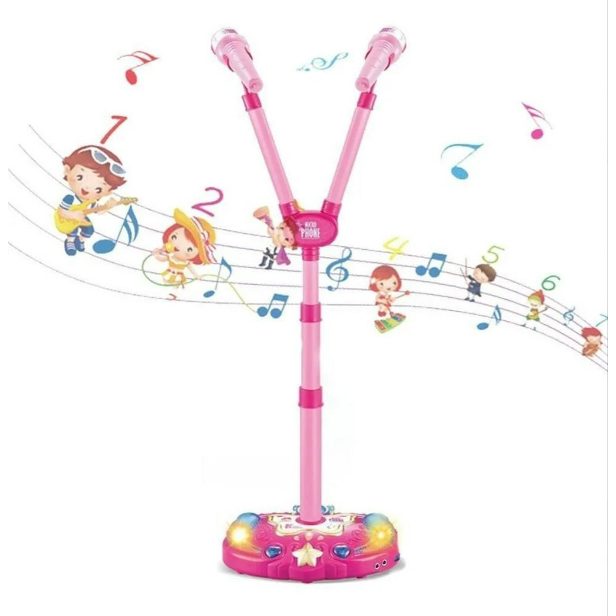 Micrófono Karaoke Infantil Doble con Luces Rosado | Lider