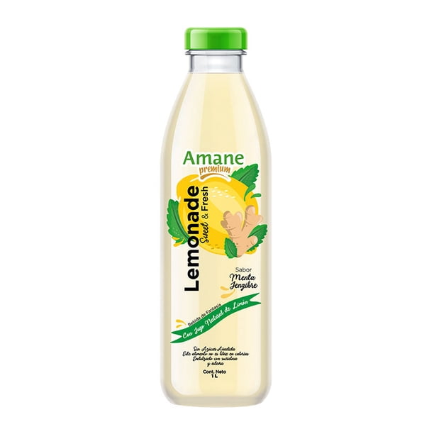 Limonada Sabor Menta Jengibre Sin Zúcar Añadida Botella, 1 L | Lider