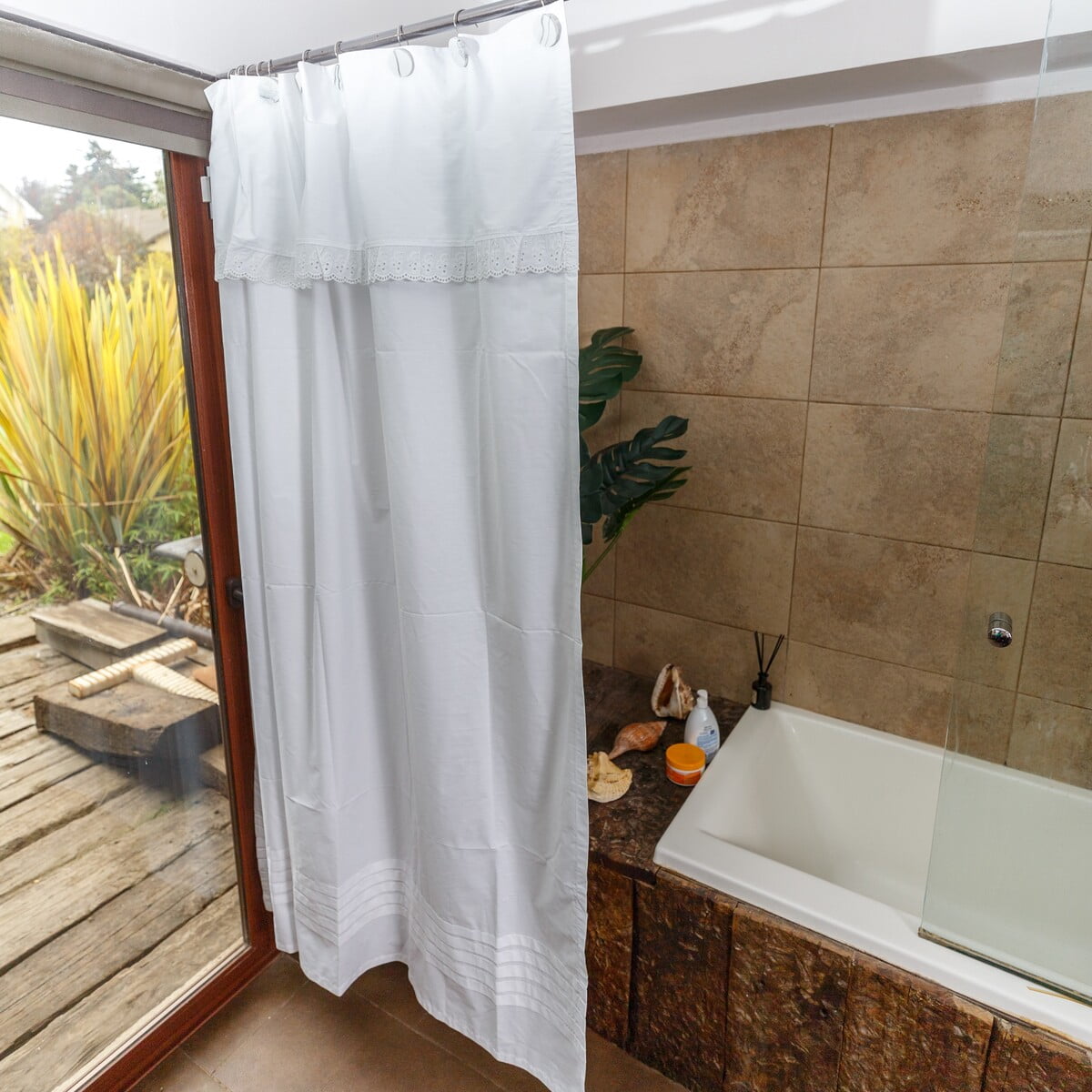 Cortina de Baño Blanca Clásica 180x180 Casa Cecilia | Lider