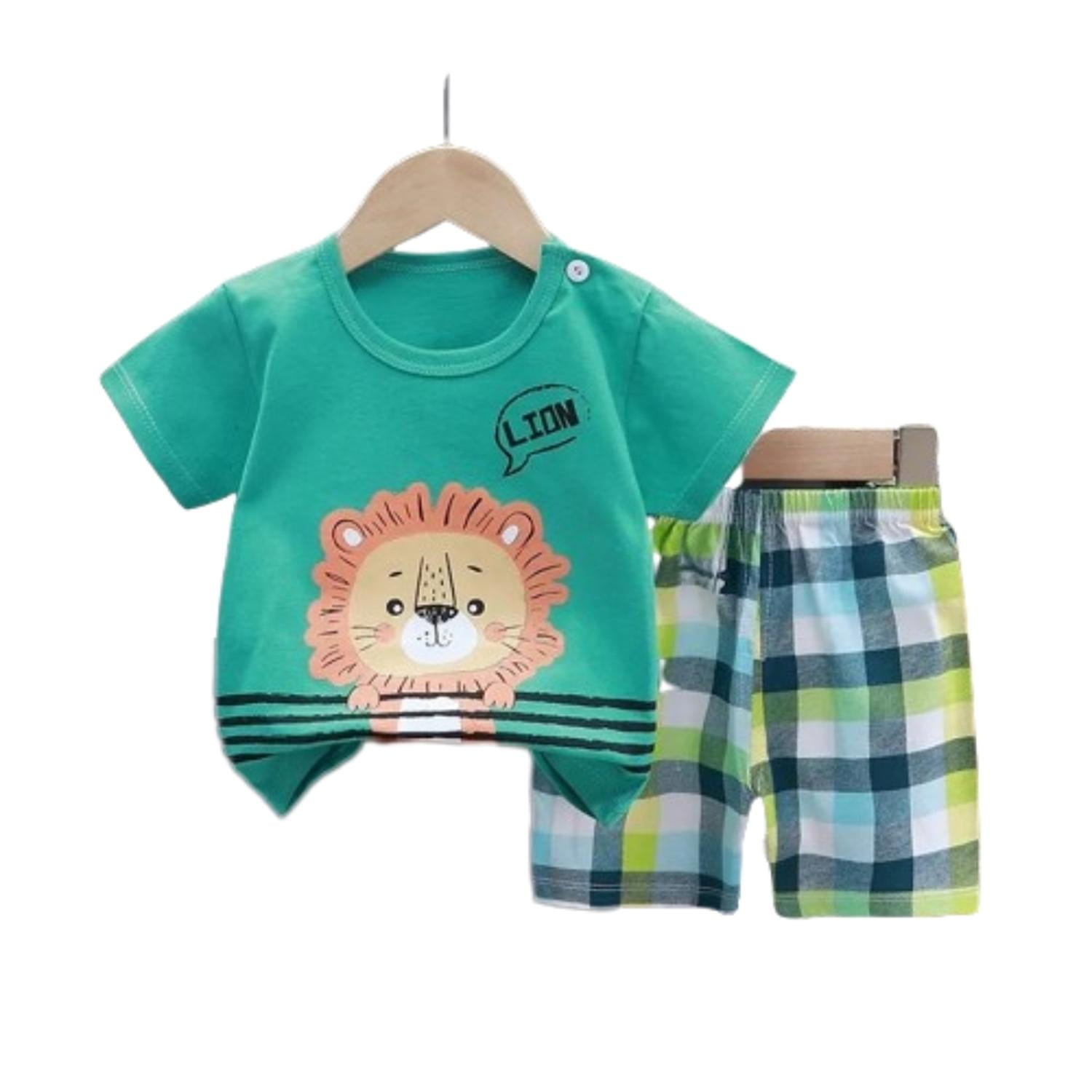 Pijama Niño Algodon Manga Corta Short Leon Colorin turquesa 18 | Lider