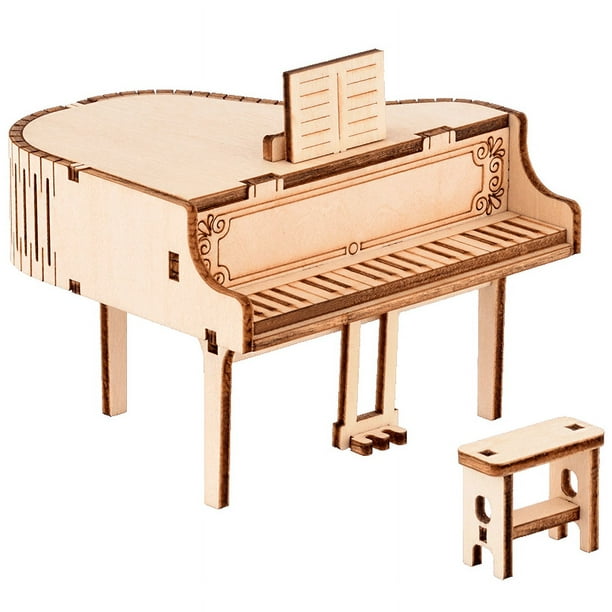 DIY 3D Wooden Puzzle Piano Music Box Model Kits Toys For Children, Hand ...