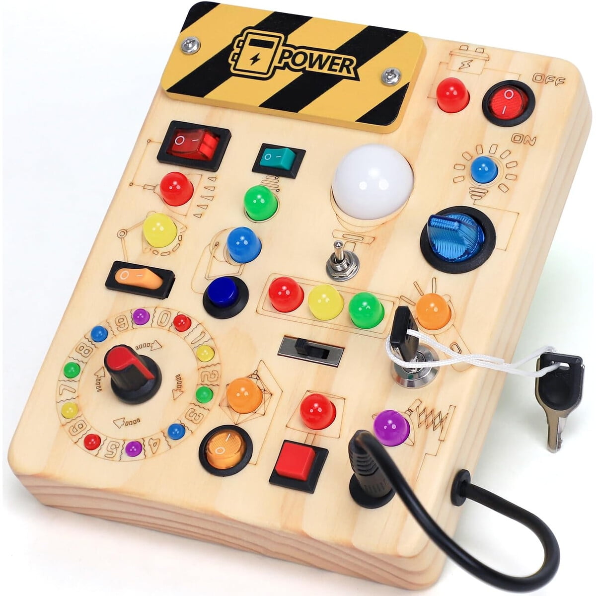Busy Board Montessori HarVow 13 Interruptores 24 Luces LED Madera | Lider