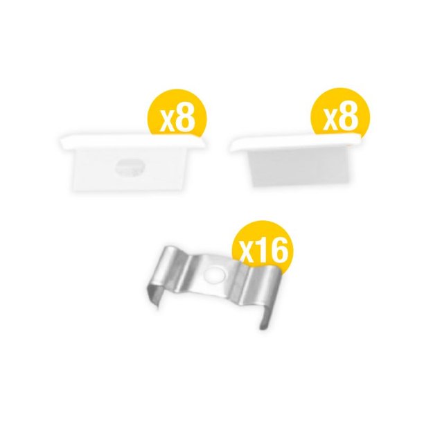 Kit de 16 Tapas y 16 Clips para Perfil de Aluminio / PER-15-2M | Lider