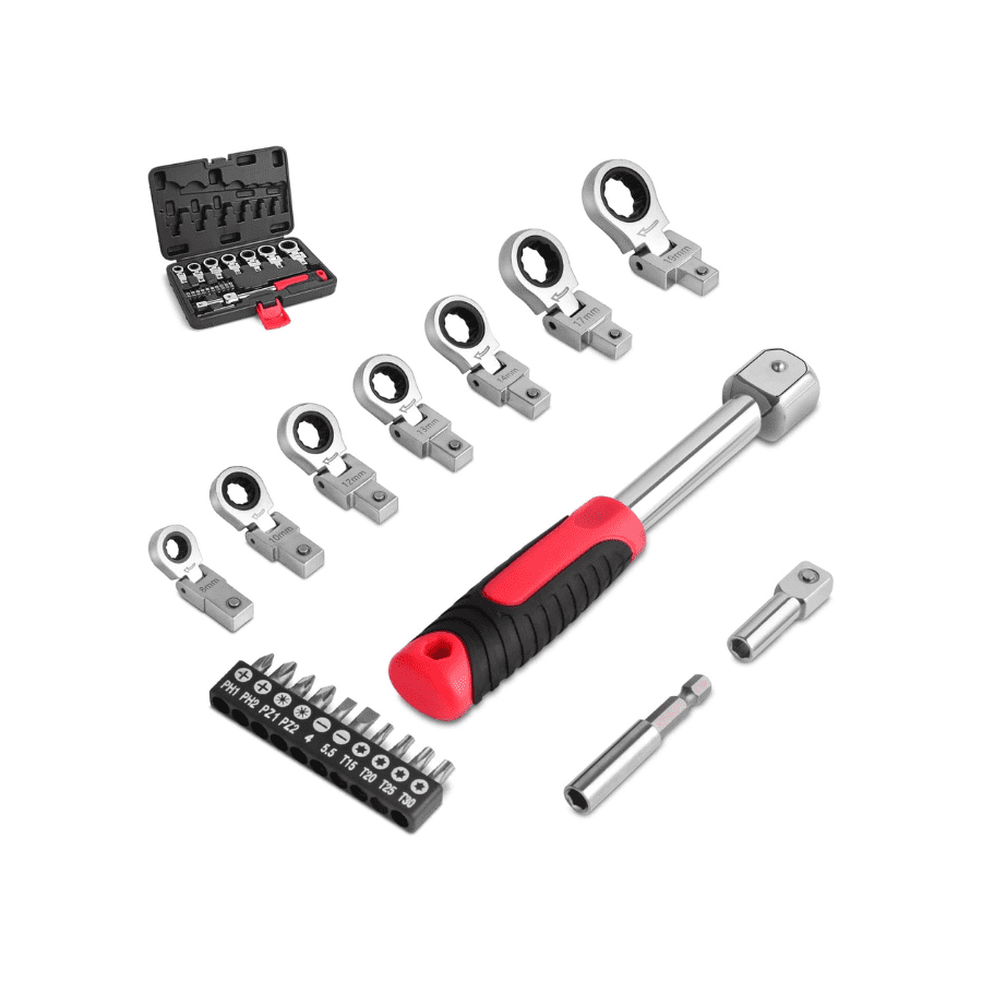 Juego de llaves de trinquete de cabeza flexible 20pcs extension | Lider